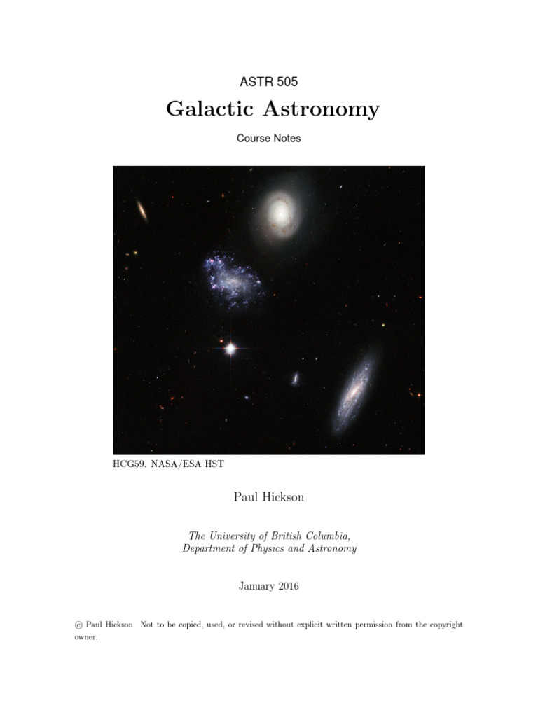 Galactic Astronomy Course Notes 2016 | PDF | Galaxy | Milky Way