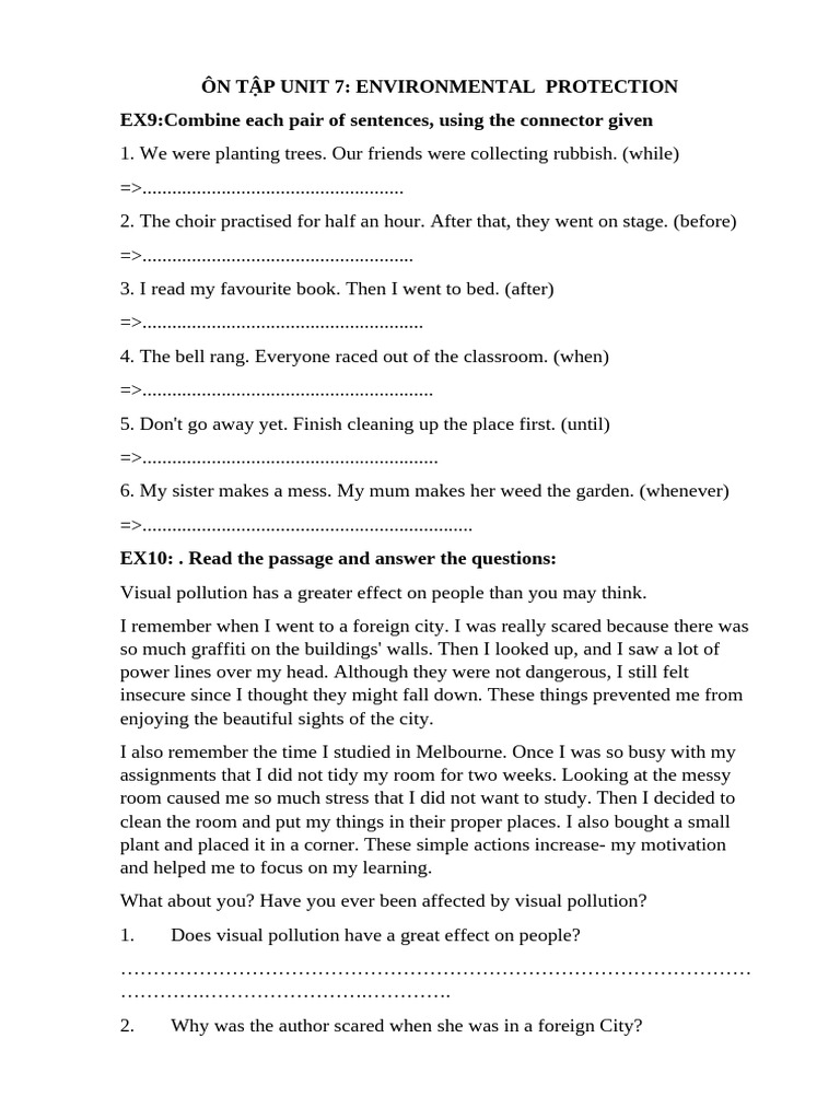 ÔN TẬP UNIT 7 | PDF | Pollution | Natural Environment