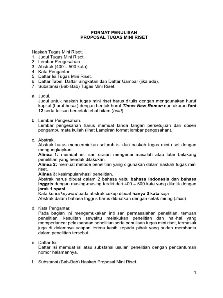 Format Proposal Mini Riset Lengkap | PDF