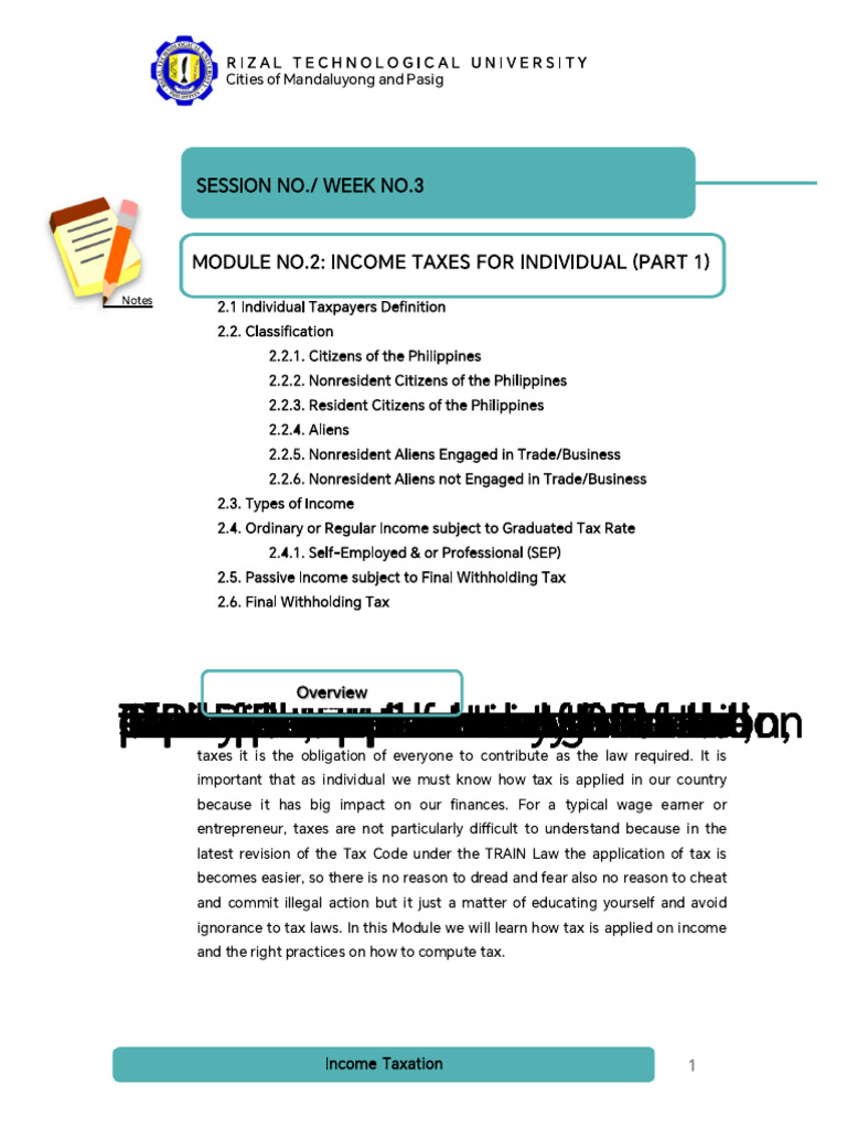 Income Taxation for Individuals in the Philippines | PDF | Taxes ...