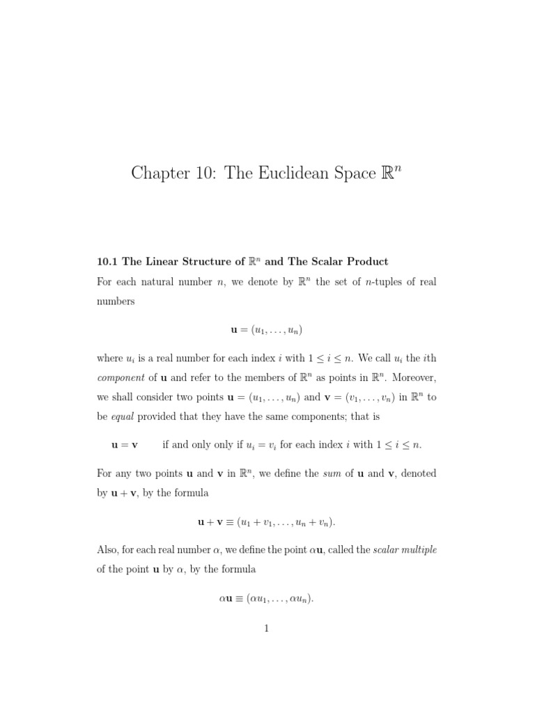 Mathematical Analysis II Chapter 10 The Euclidean Space R N | PDF | Norm (Mathematics ...