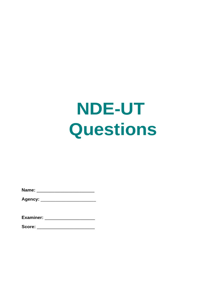 Ultrasonic Testing (UT) Exam Questions | PDF | Ultrasound | Waves