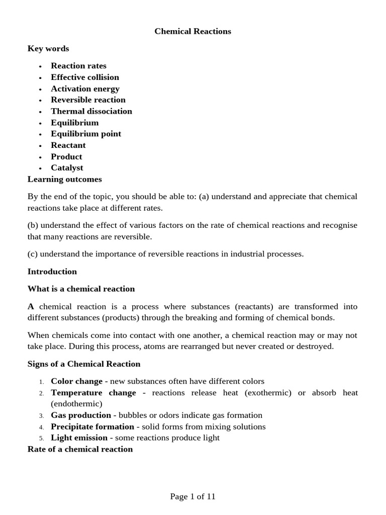KS3 - Chemical Reactions 2025 | PDF | Reaction Rate | Chemical Reactions