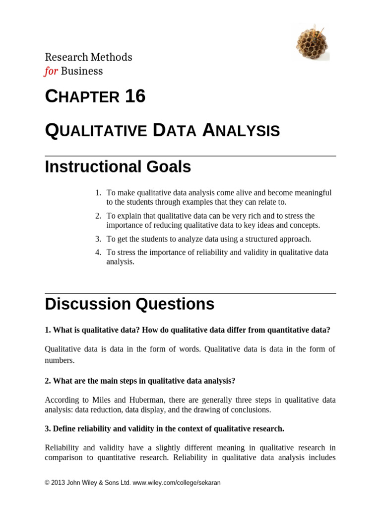 Ch16 QUALITATIVE DATA ANALYSIS | PDF | Qualitative Research | Validity (Statistics)