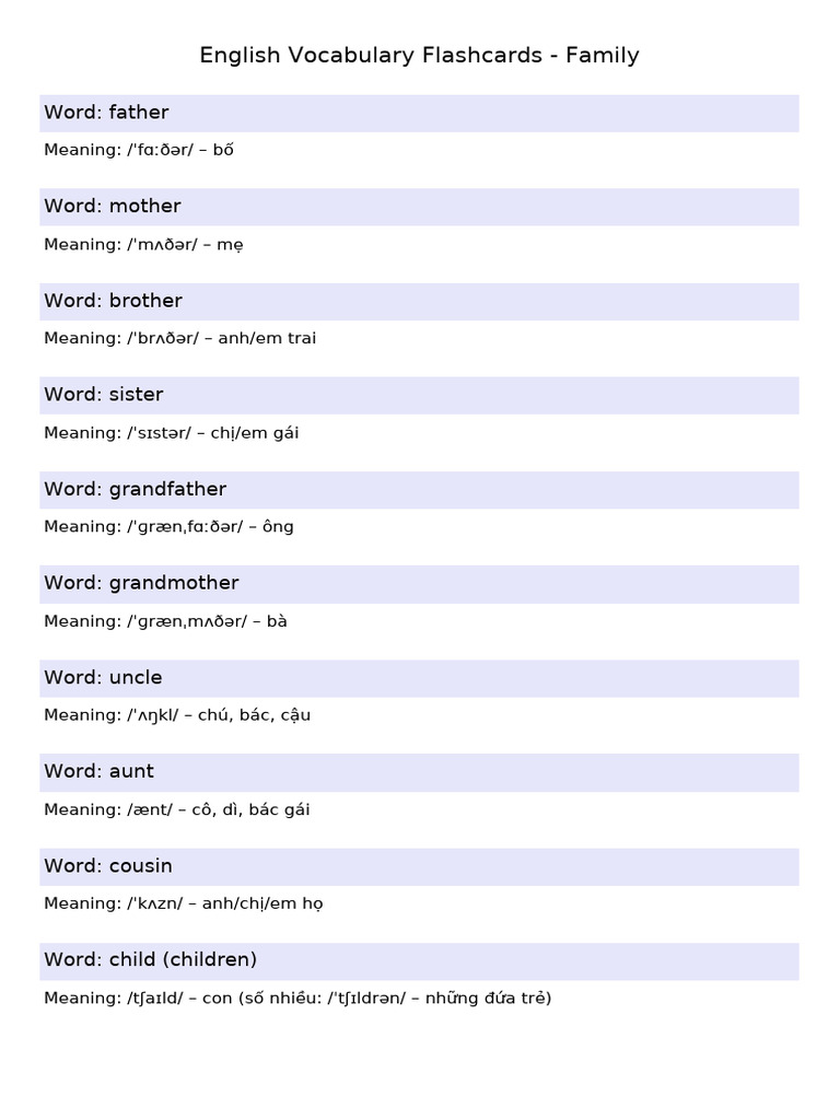Flashcards Family Unicode | PDF