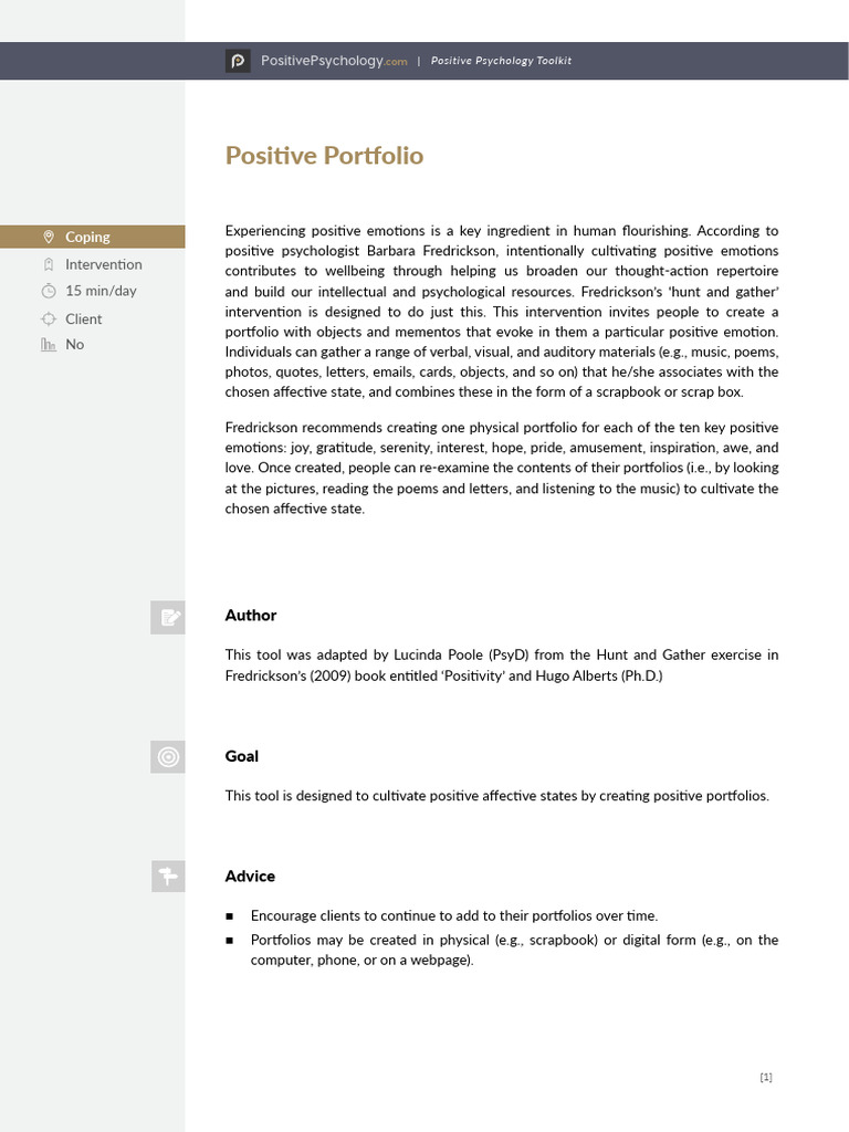 Positive Portfolio 1 | PDF | Feeling | Positive Psychology