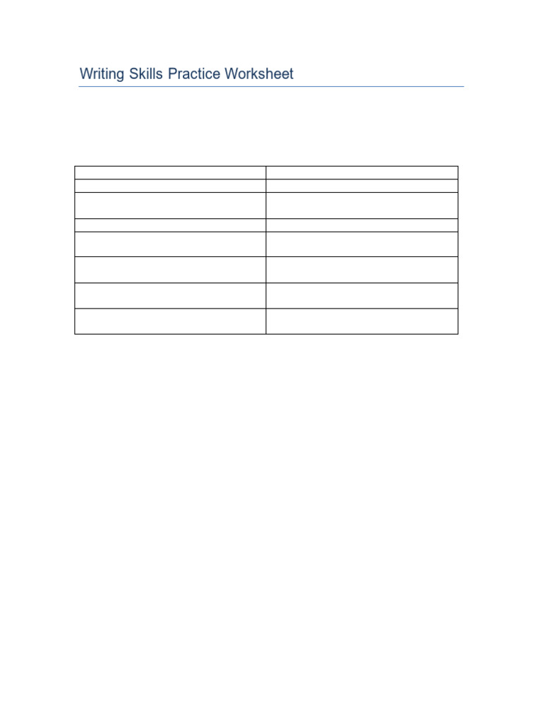 Writing Skills Worksheet | PDF