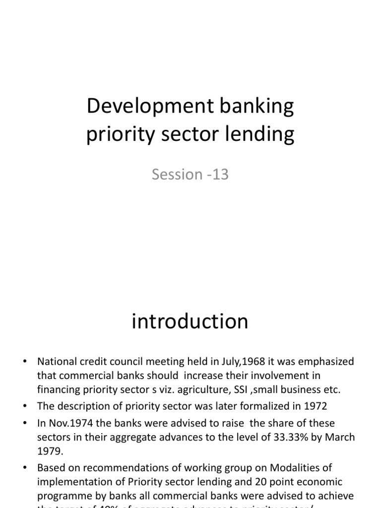 Priority Sector Lending in Development Banking | PDF | Finance & Money ...