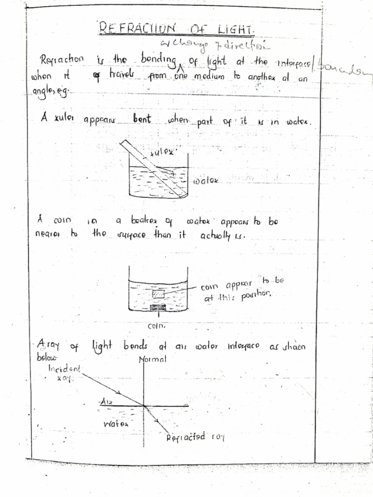 Refraction of Light Notes | PDF