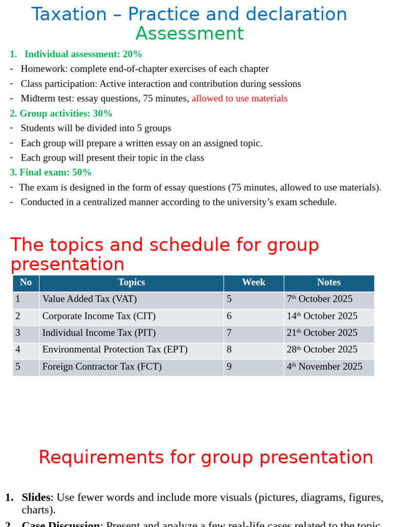 Taxation Assessment and Group Projects | PDF
