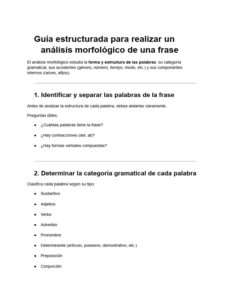 Análisis Morfológico | PDF | Verbo | Numero Gramatical