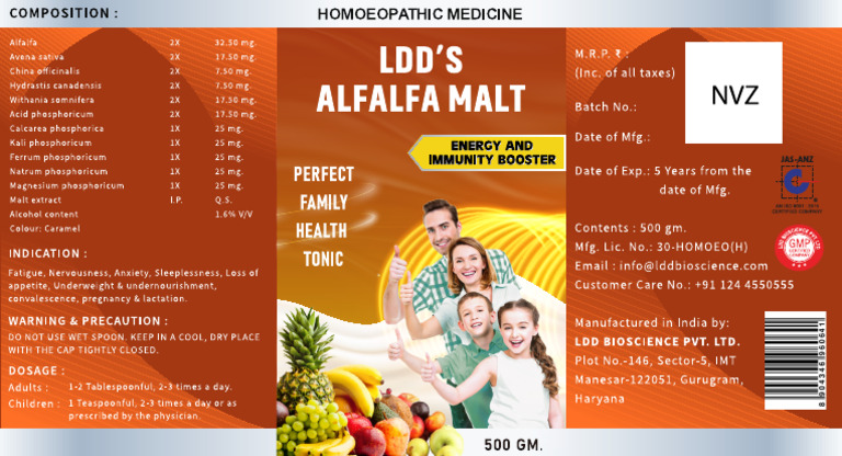 Alfa Malt New Label 500 Gm. CTC - LDD Bioscience | PDF