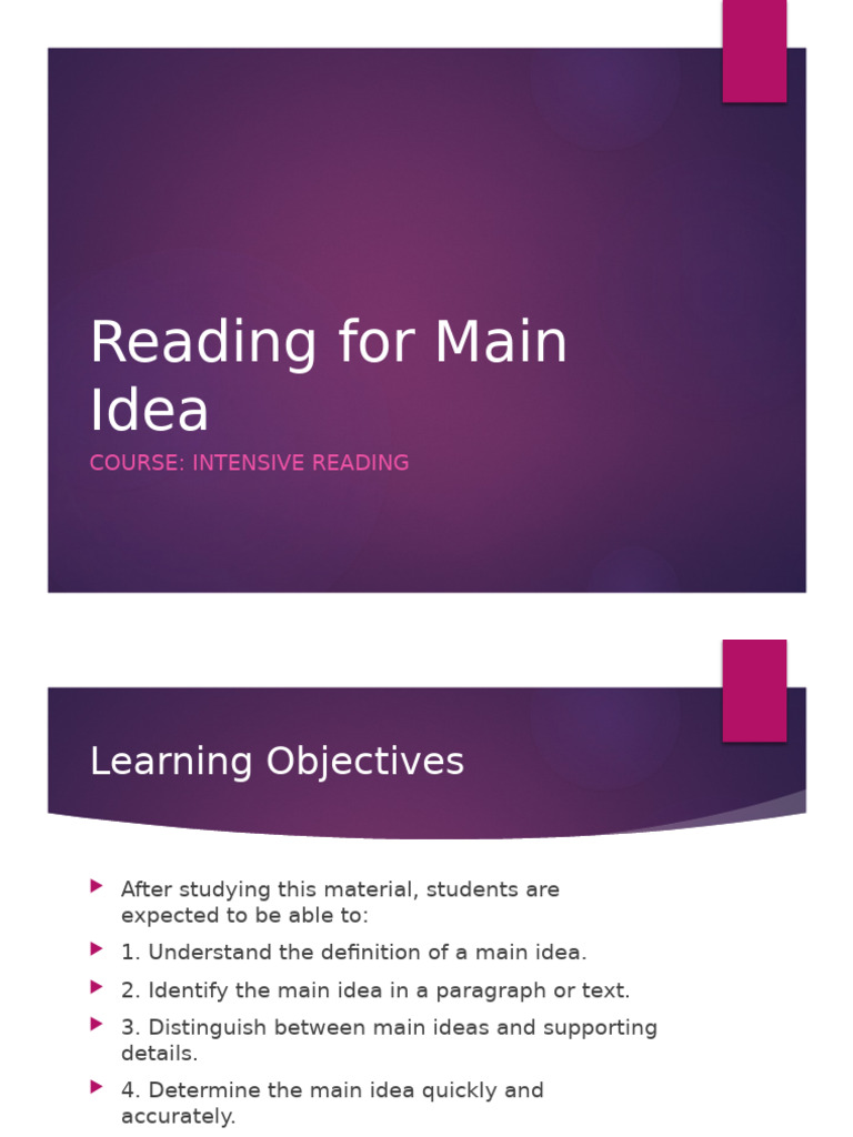 Identifying Main Ideas in Texts | PDF | Learning | Educational Technology