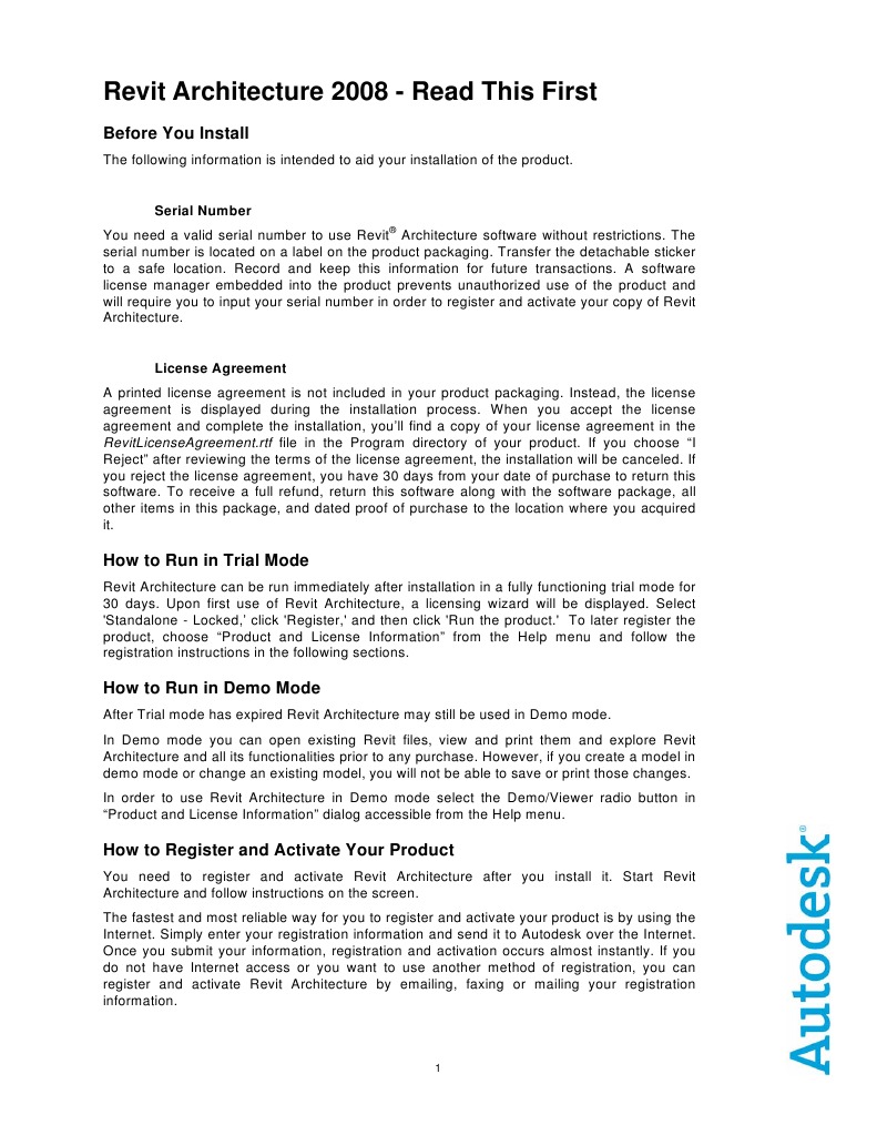 Revit Architecture 2008 - Read This First: Before You Install | PDF ...