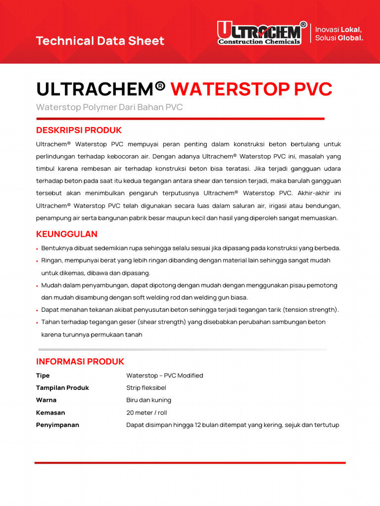 Waterstop PVC Ultrachem untuk Konstruksi | PDF