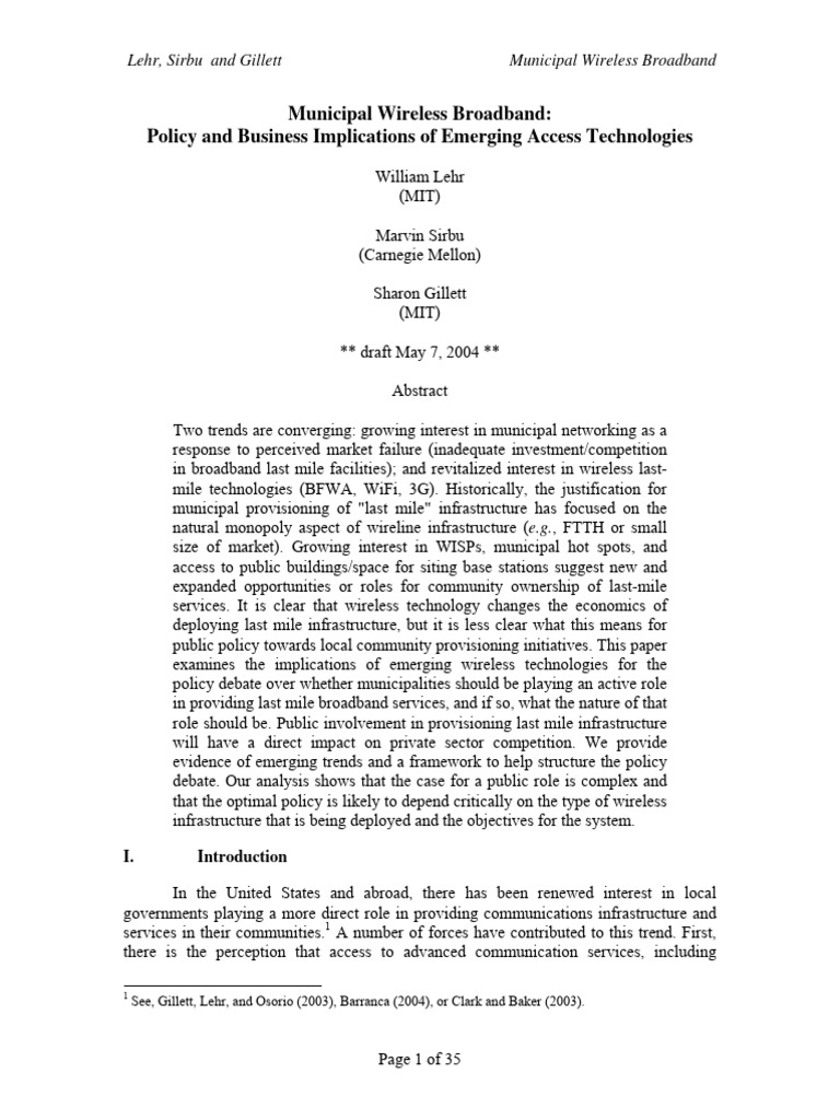 Municipal Wireless Broadband Insights | PDF | Fiber To The X | Antenna ...