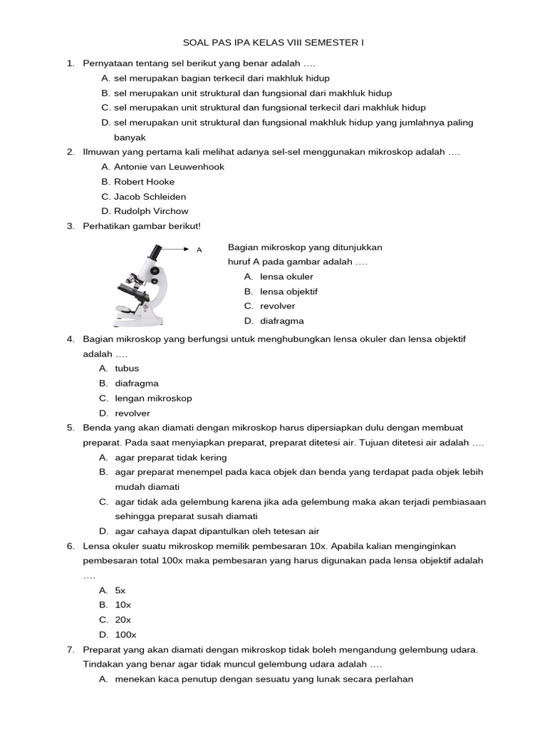 Soal Pas Ipa 8 Sem i 2324 | PDF