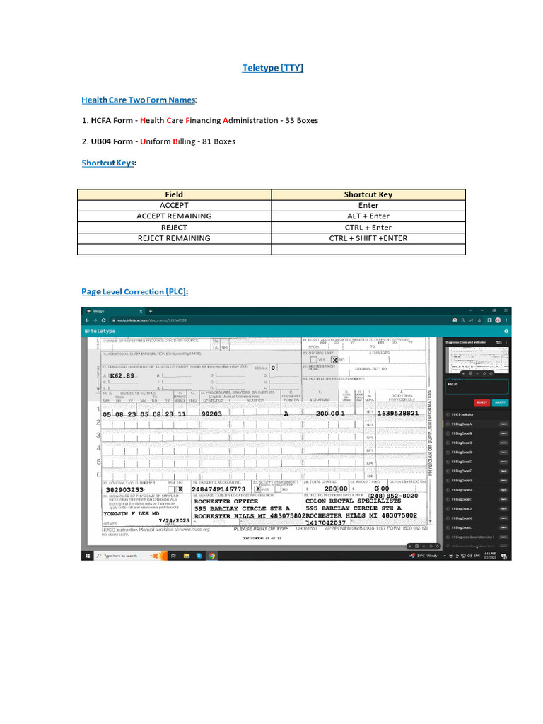 Medical Billing Form Data Capture Guide | PDF | Keyboard Shortcut | Zip ...