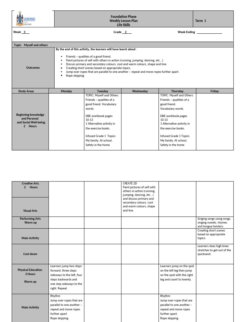 Grade 2 Life Skills Lesson Plan | PDF | Learning