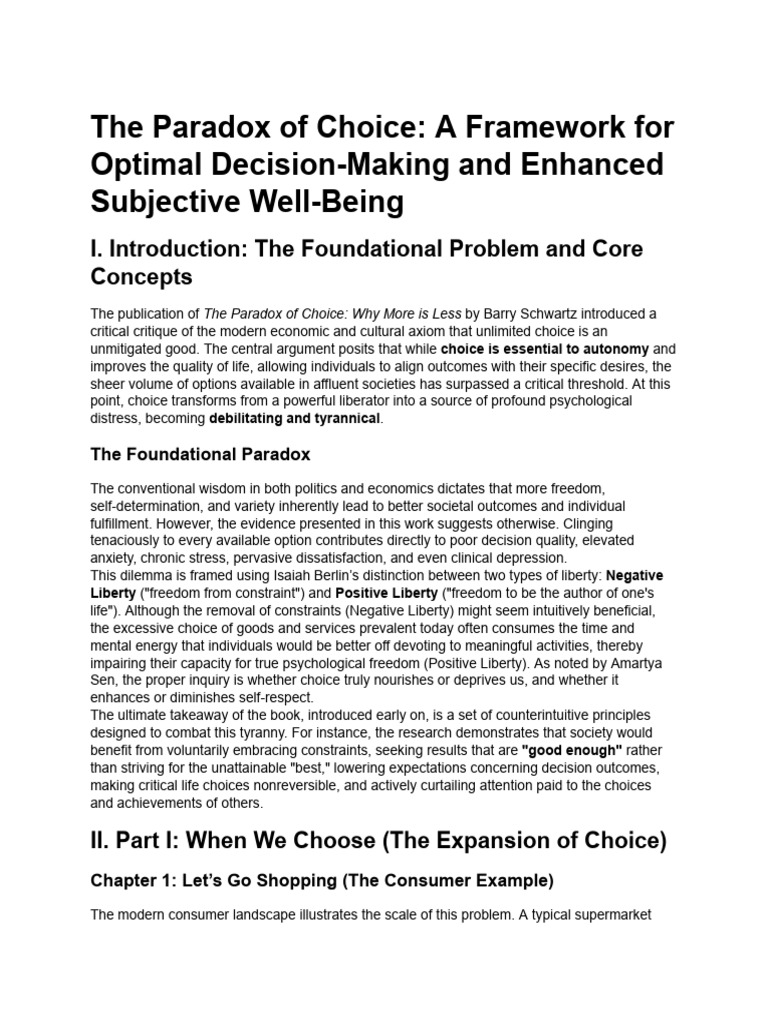 The Paradox of Choice Explained | PDF | Risk Aversion | Risk