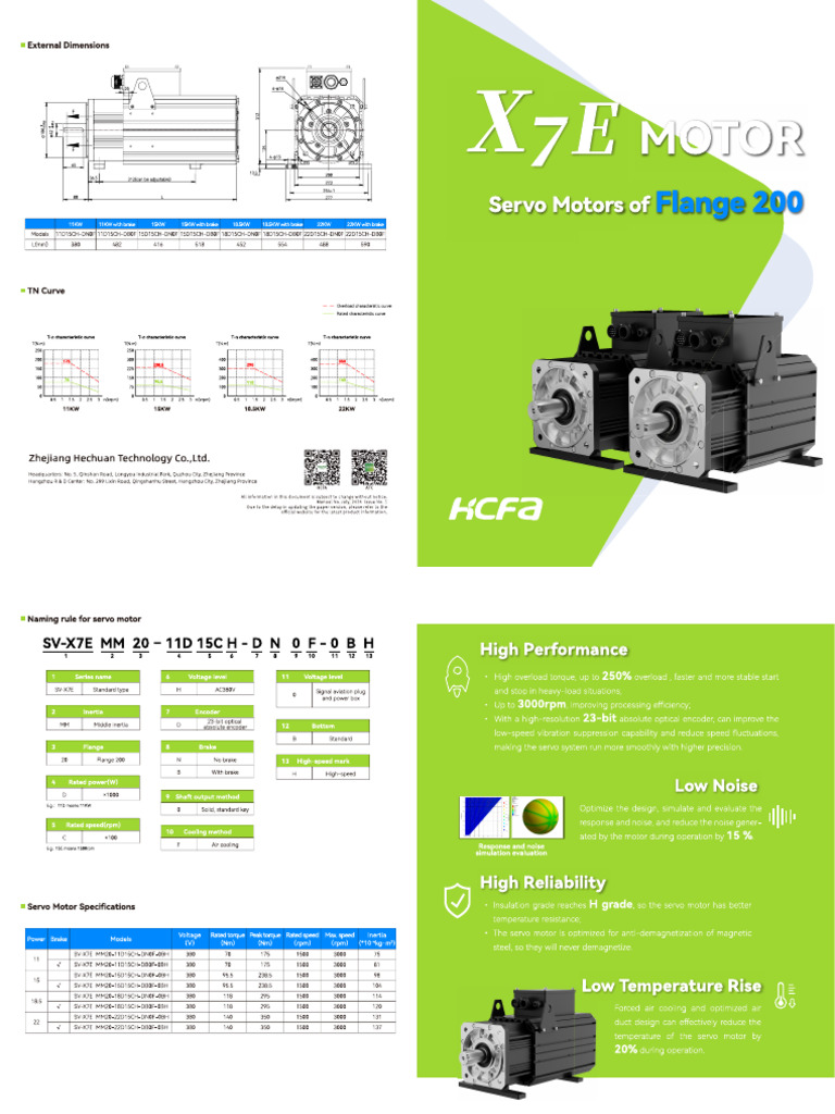 X7E Series Servo Motor Brochure 2024-V1.0 en | PDF