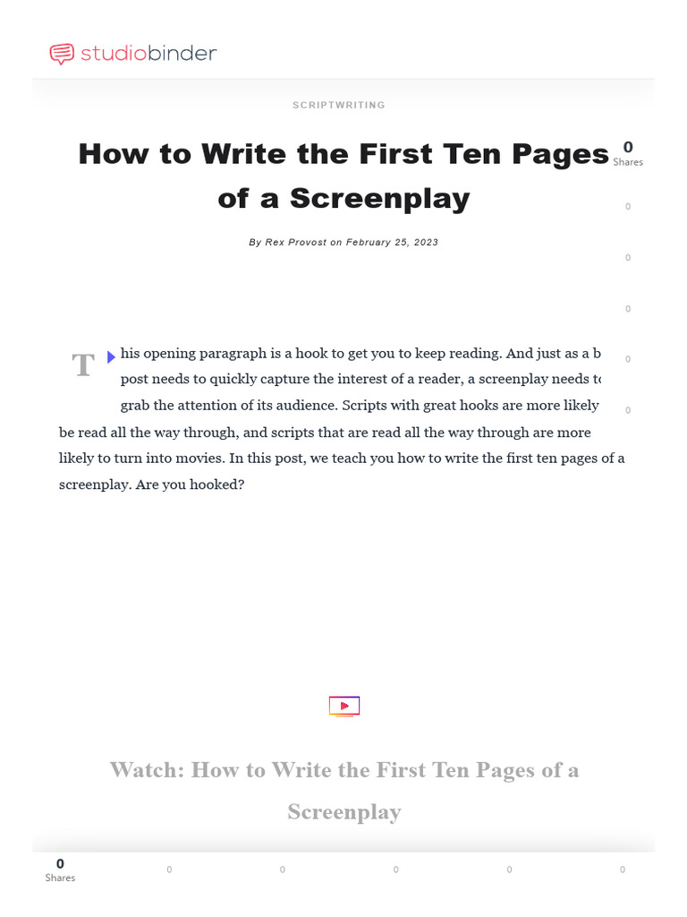How To Write The First Ten Pages of A Screenplay | PDF | Screenplay ...