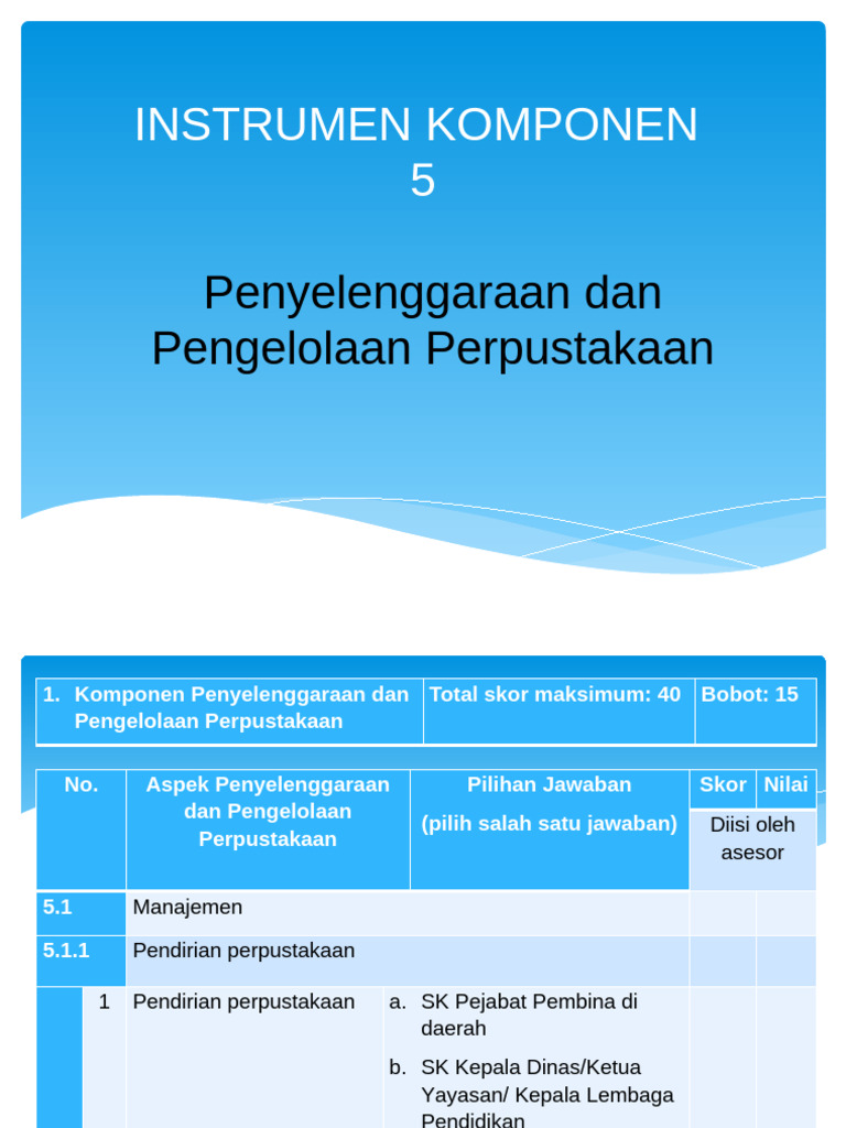 Instrumen Komponen 5 - Bukti Fisik | PDF