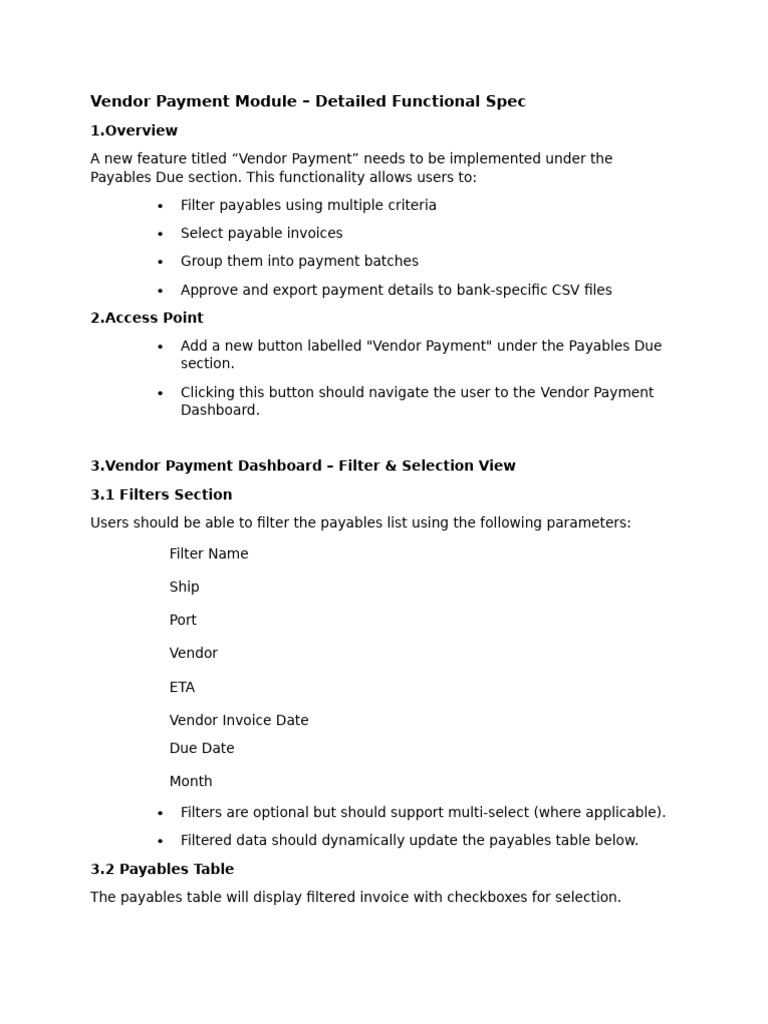 Vendor Payment Module | PDF | Accounts Payable | Computing