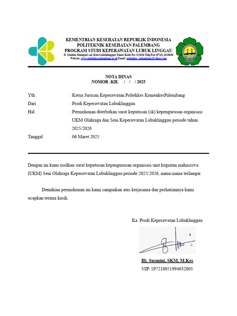 (25-26) SK Nota Dinas UKM Seni Dan Olahraga Fix-3 | PDF