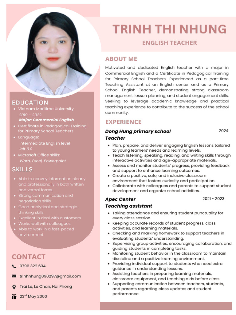 Trinh Thi Nhung | PDF | Teachers | Learning