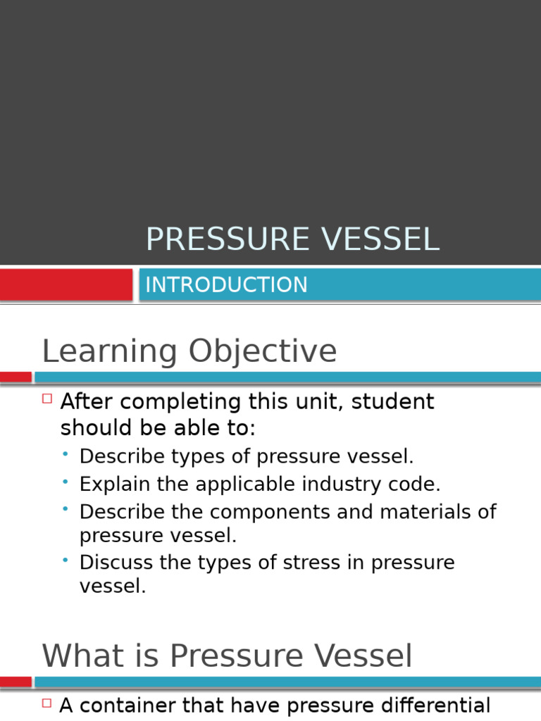 Types and Components of Pressure Vessels | PDF | Pressure | Applied And ...