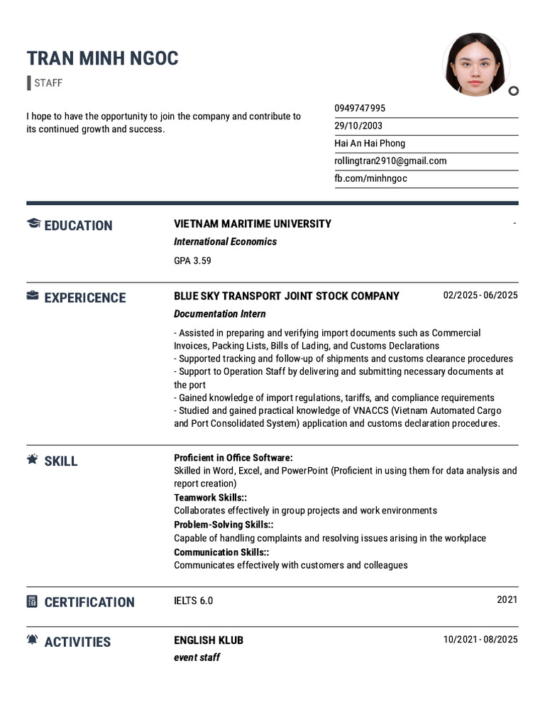 Tra n Minh Ngo c English CV | PDF