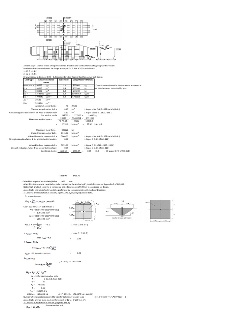 Anchor Bolt and Shear Key Design | PDF | Kilogram | Anchor
