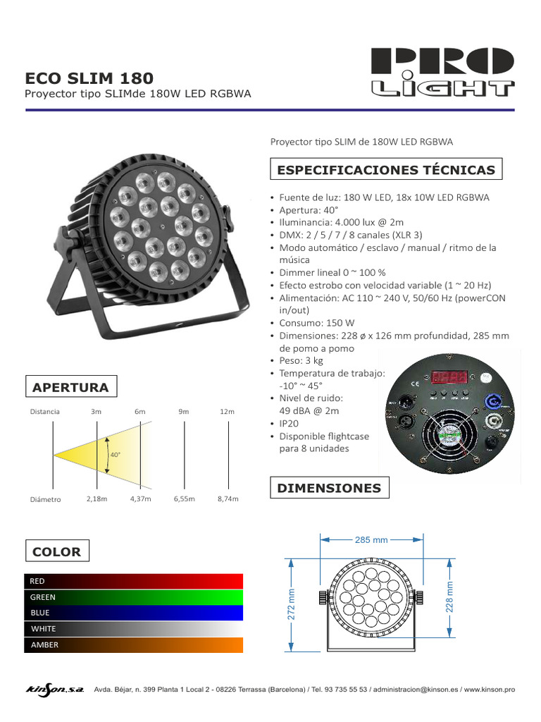 ECO SLIM 180 - Datasheet | PDF | Ligero | Espectro electromagnético
