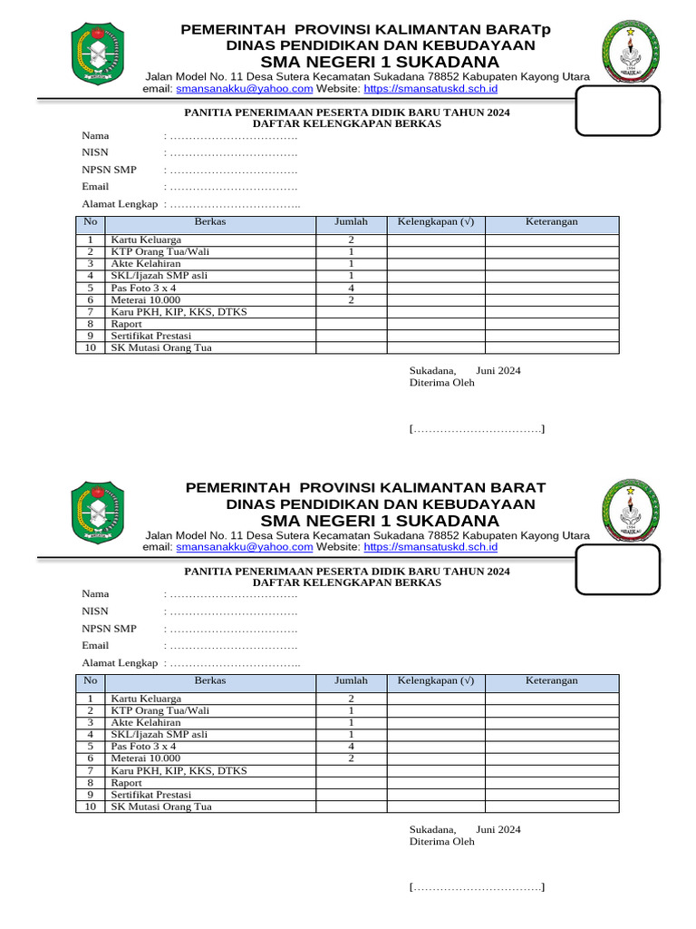 Daftar Ceklis Berkas | PDF