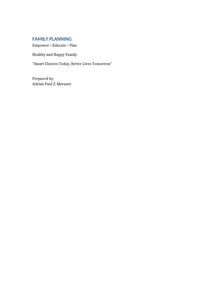 Family Planning Pamphlet Back To Back | PDF