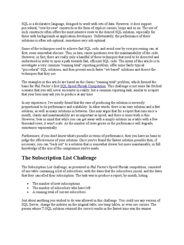 Efficient SQL | PDF | Microsoft Sql Server | Sql