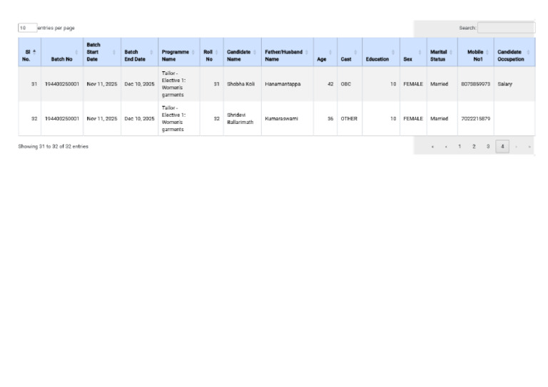 TR-10 - Block Wise (Taluk Wise) Details of Trainees (1) | PDF