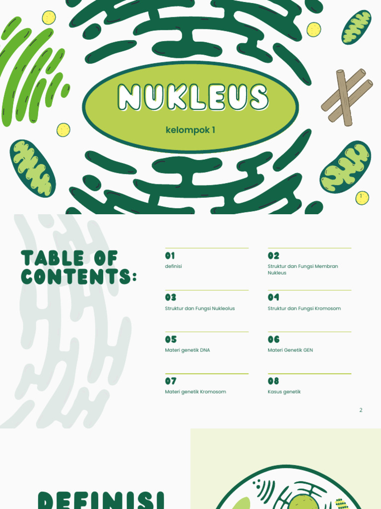 Biology Cell Organelles Presentation in Green White Illustrative Style ...