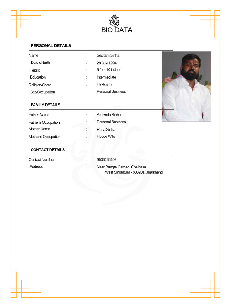 BioData Gautam | PDF