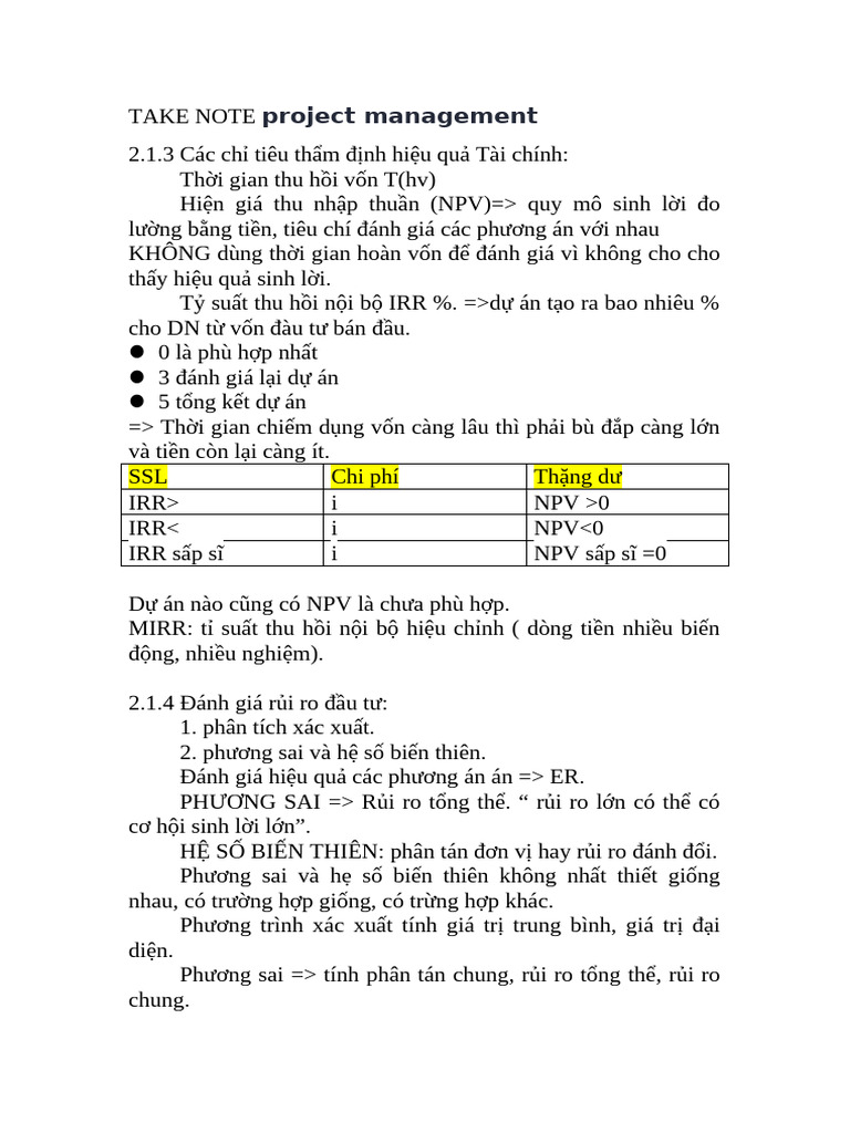 TAKE NOTE Project Management | PDF