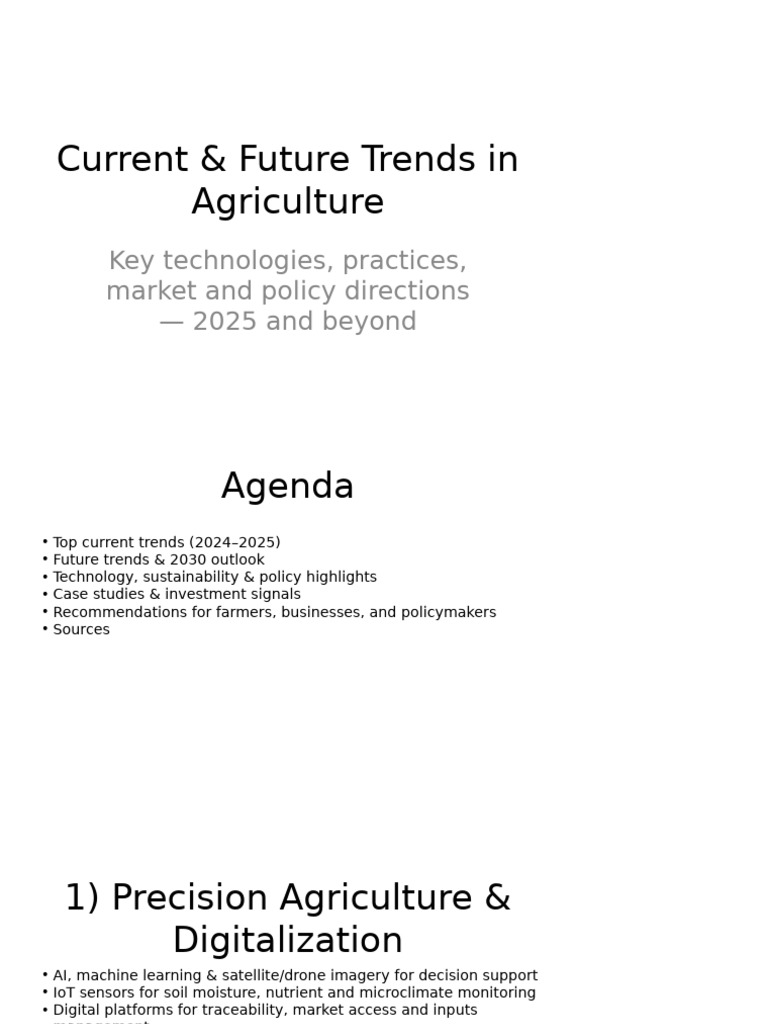 Agriculture Trends 2025: Tech & Policy Insights | PDF | Agriculture ...