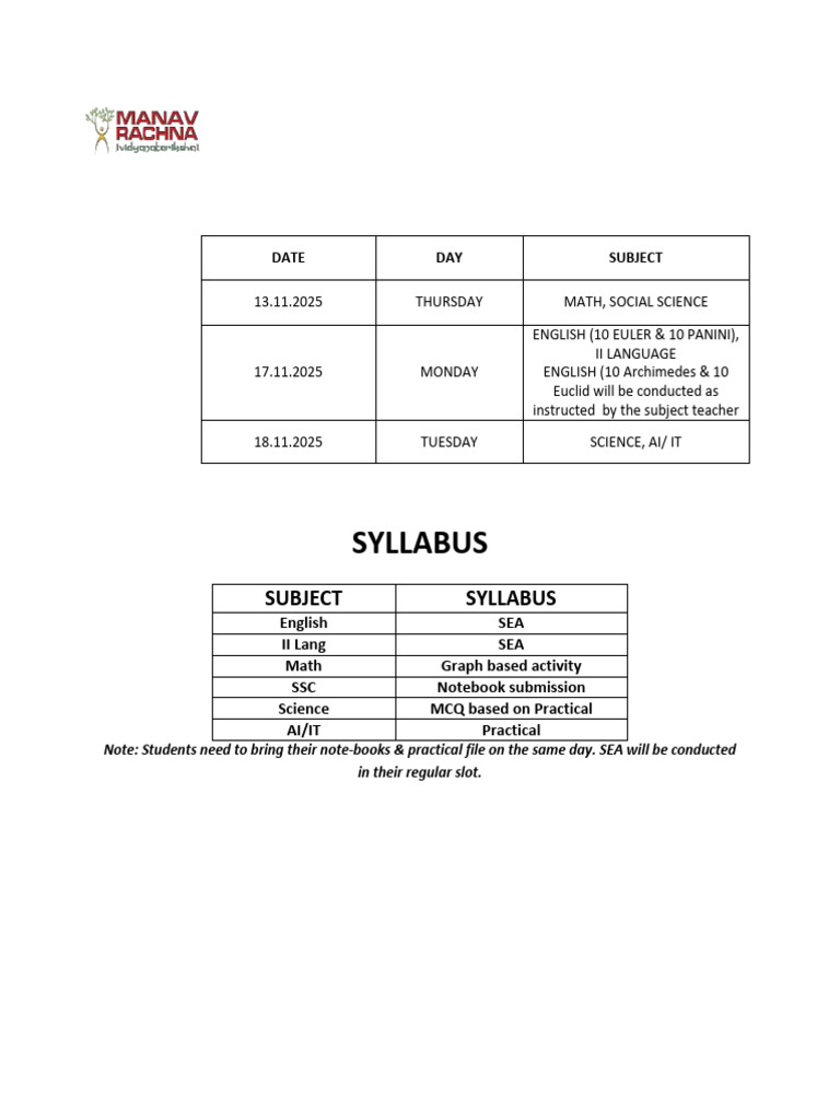 Aisse Practical Date Sheet | PDF