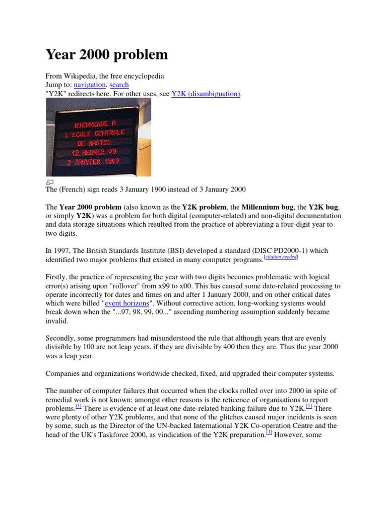 Year 2000 Problem | PDF | Computer Engineering | Computing