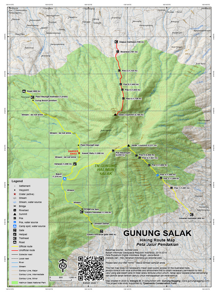 Gunung Salak Hiking Route Map | PDF