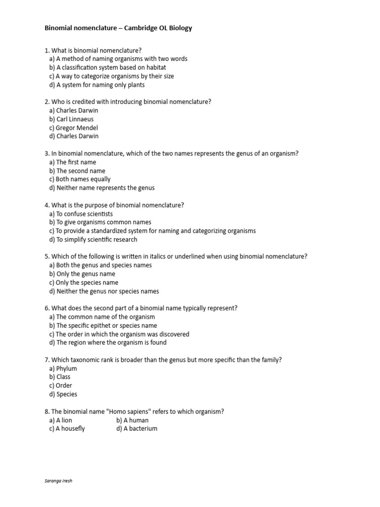 Understanding Binomial Nomenclature | PDF | Genus | Scientific ...