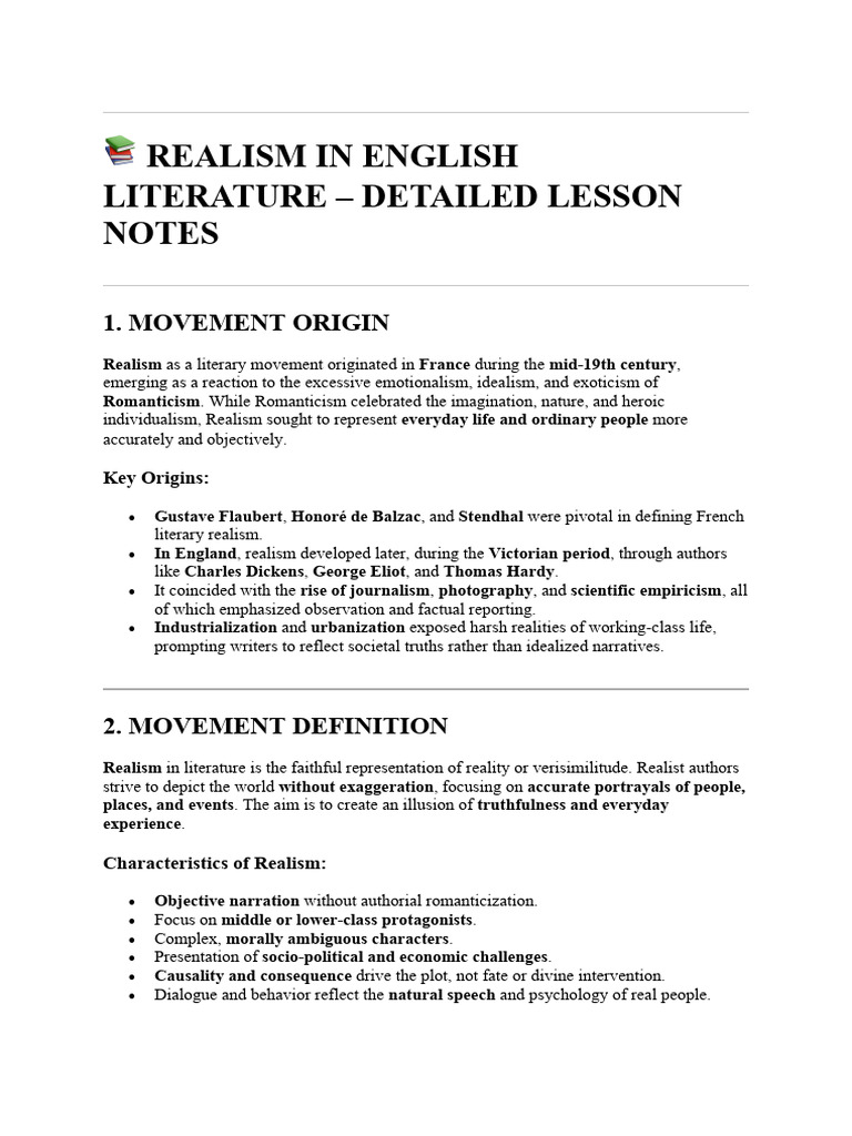 Realism in English Literature | PDF | Literary Realism | Realism (Arts)