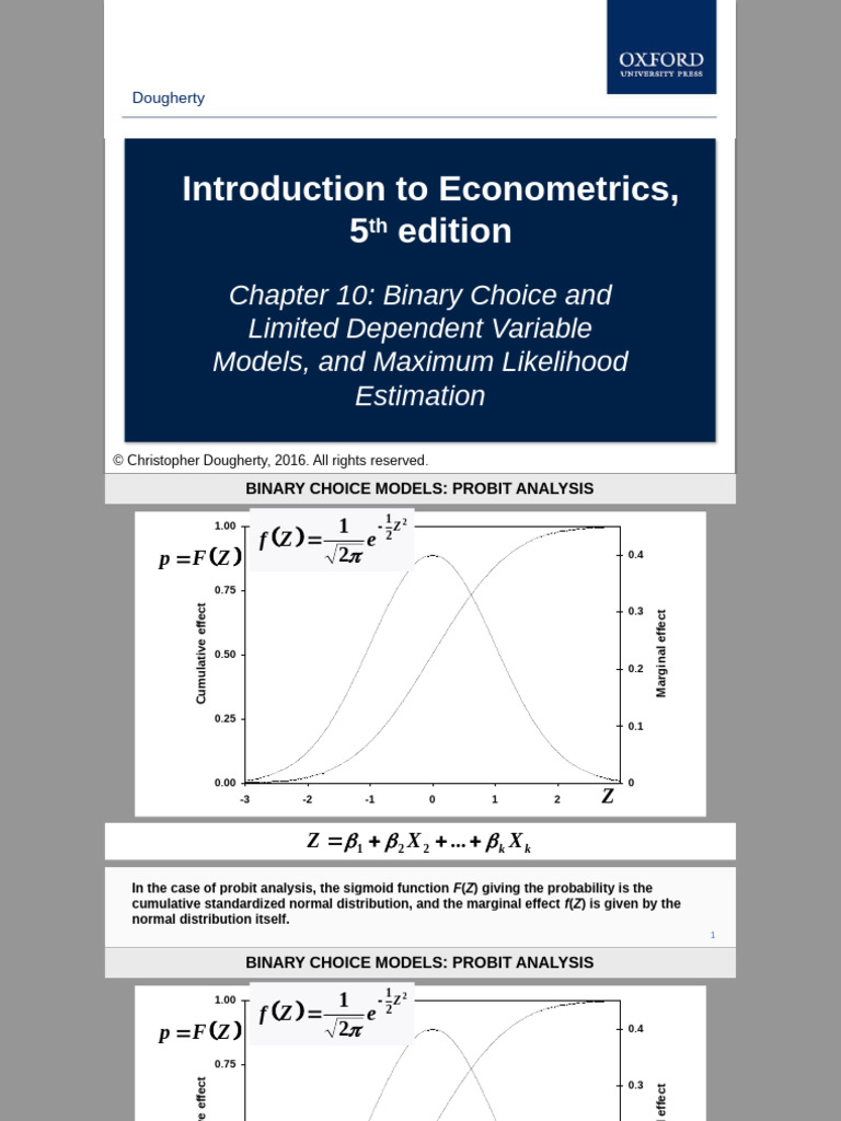 Binary Choice Models - Probit Analysis | PDF | Statistical Theory ...