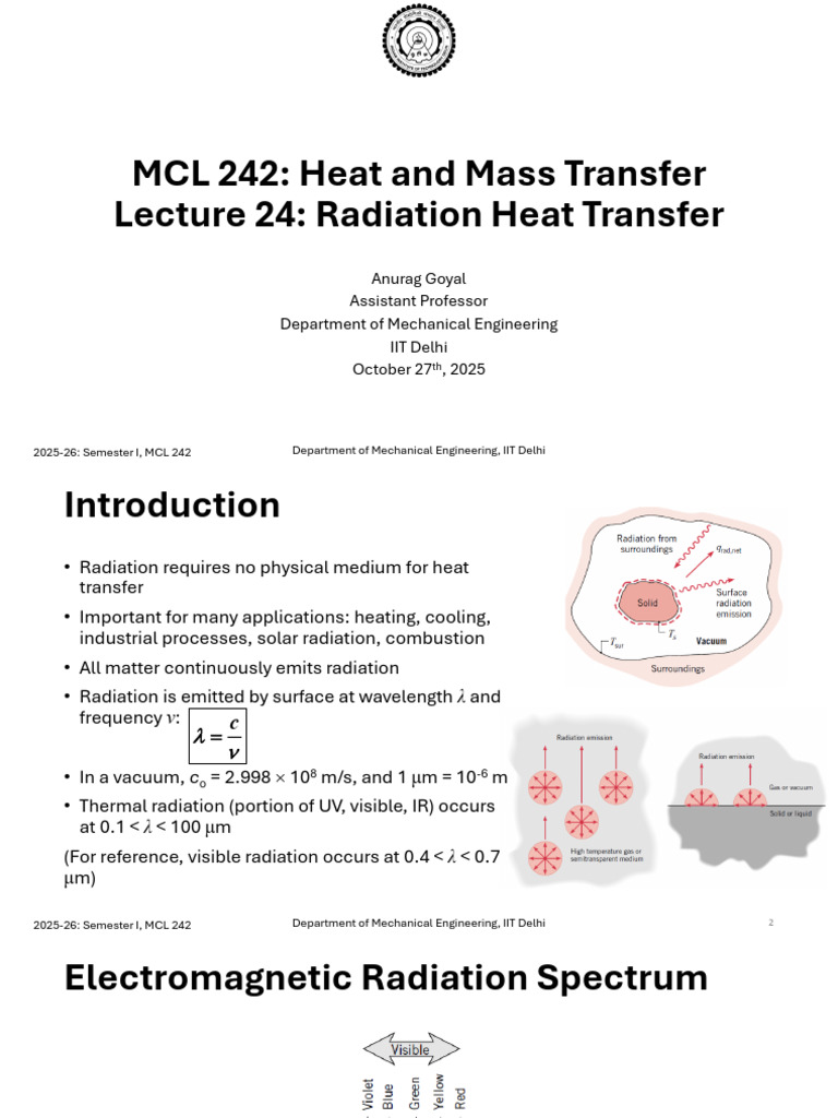 2025-26 MCL242 Lec-24 Radiation Intro (3) | PDF | Electromagnetic Radiation | Physics