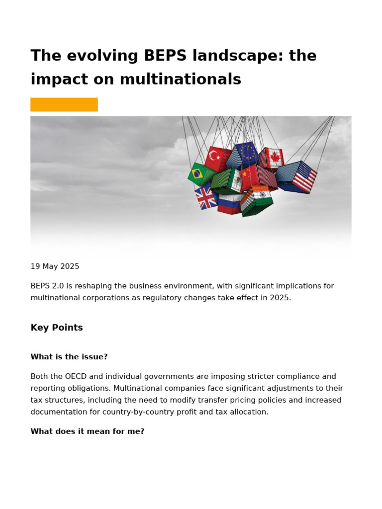 3-The Evolving BEPS Landscape The Impact On Multinationals | PDF ...